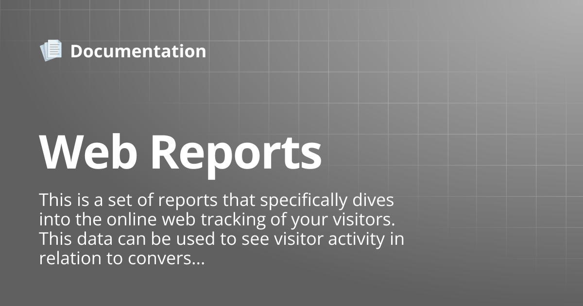 Web Reports | Documentation